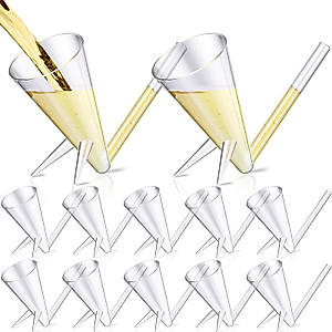 Gerrii 12 Pcs Champagne Shooter Champagne Glasses with Stand Reusable Champagne Shooter Unbreakable Acrylic Champagne Flute Shooter for Bachelorette Party Gifts (Clear)