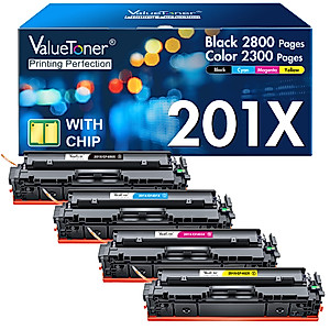 Valuetoner Compatible Toner Cartridge Replacement for HP 201X 201A CF400X CF401X CF402X CF403X CF400A for Color Laserjet Pro MFP M277dw M252dw M277n M277c6 M252n M277 (Black, Cyan, Magenta, Yellow)