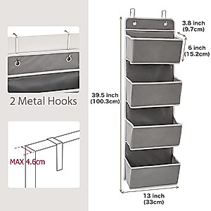 EZOWare 2PACK Over the Door Hanging Organizer with 4 Pocket, Home Storage Organizer with Hook for Pantry Baby Nursery Bathroom Closet Dorm