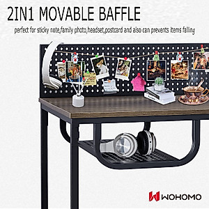 WOHOMO L Shaped Desk 65 Inch No Screw Quick Lock Computer Desk with Storage Basket Gaming Corner Writing Workstation Table with Shelf for Home Office Easy to Assemble, Walnut