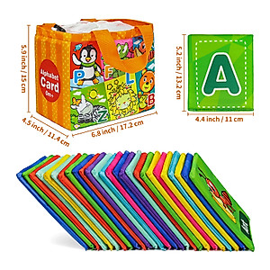 Dr.Rapeti Soft Alphabet Cards for Baby Infant Toddler Kids 26pcs ABC Alphabet Cards 26 Letters Flash Cards with Storage Bag Washable Non-Toxic Early Learning Toy Baby Bath Toy