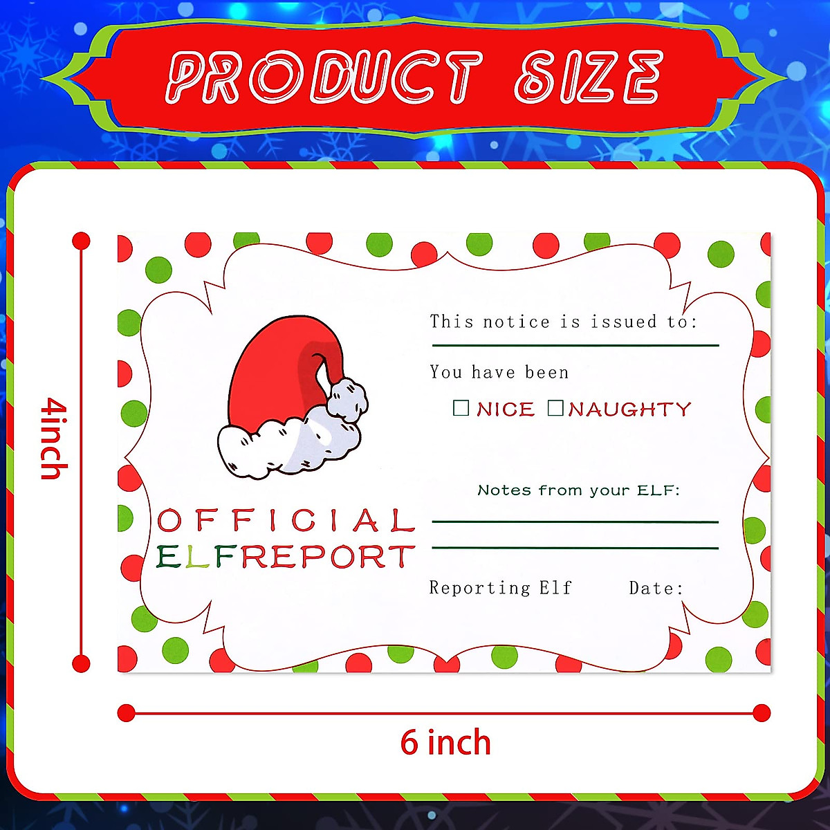 Censen 30 Pcs Boxed Christmas Cards 4 x 6 Inch Official Elf Reports Card Bulk Xmas Note Cards Stationary Holiday Christmas Gifts for Santa Winter Student Kid
