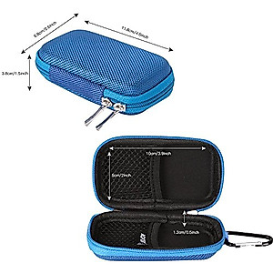 AGPTEK MP3 Player Case, Portable Clamshell Headphones Cover, Holder with Metal Carabiner Clip for 1.8 inch MP3 Players, iPod Nano, iPod Shuffle, Apple Airport, Blue