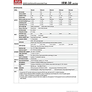 Industrial Open Frame 30W 5V 6A IRM-30-5 Meanwell AC-DC SMPS IRM-30 Series MEAN WELL Switching Power Supply