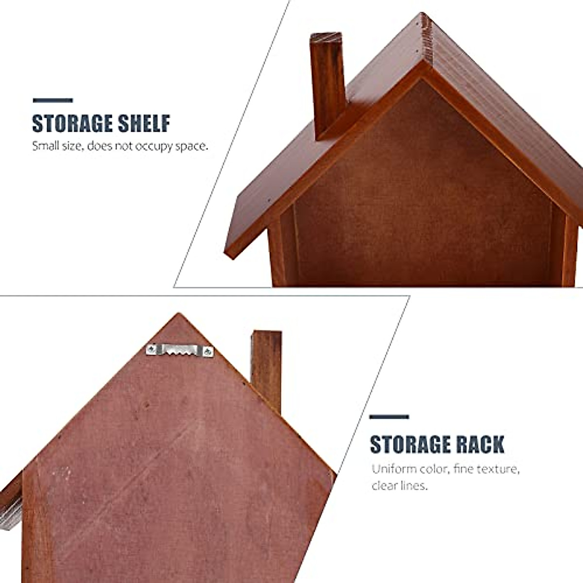 VOSAREA Wooden Wall Shelf Wall Mounted Floating Shelves House Shape Wall Storage Rack Wall Organizer for Office Kitchen Living Room Bathroom