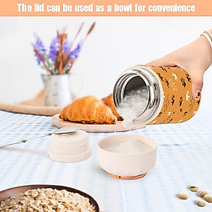 CUPADA Animal Paws Summer Food Jar for Hot and Cold, Footprint Yellow Insulated Food Jars Vacuum 17OZ with Folding Spoon for Work Trip Picnic Camping