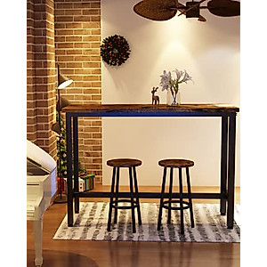 DKLGG Small Bar Table with Stools, Rectangle Bar Table and Chairs Set, Counter Height Tabletop for Breakfast Restaurant Dinner Living Party Room Small Space, 3-Piece Pub Dining Furniture, Bistro Set