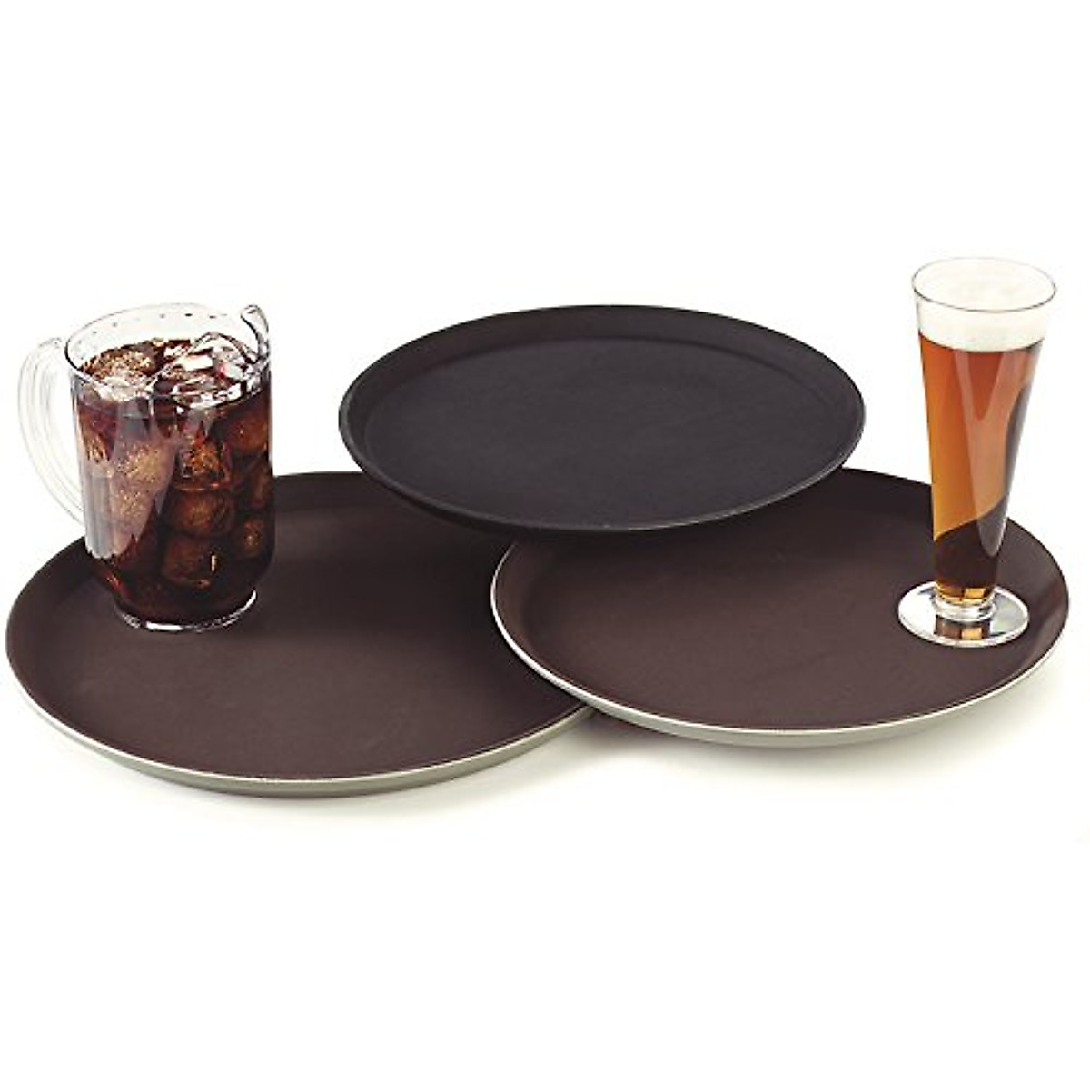 Carlisle FoodService Products CFS 1400GL004 GripLite Rubber Lined Non-Slip Round Serving Tray, 14" Diameter, Black (Pack of 12)