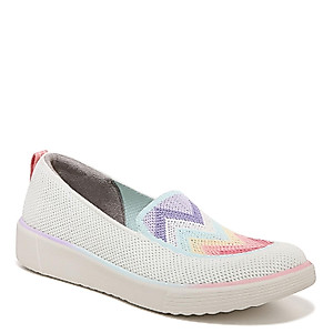 BZees Womens March On Moc Slip-on Loafer, White, 7.5 US