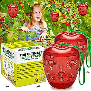 Wasp Trap,Yellow Jacket Trap Wasp Traps Outdoor Hanging,Wasp Repellent Outdoor Carpenter Bee Traps Wasp for Outside, Non-Toxic Reusable Wasp Catcher for Trapping Hornet, Bee, Insects (2 Pack Red)