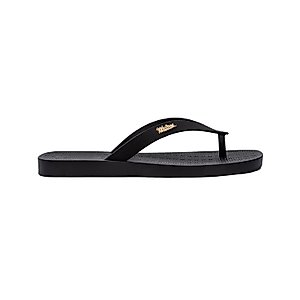 Melissa Sun Long Beach Flip Flops for Women - Stylish and Comfortable Slip-Resistant Vegan Slip-On Thong Sandals, Black, 6