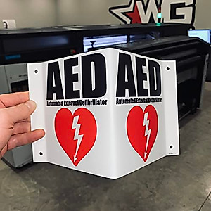 AED Sign 3D Projecting Location Inside AED Signs For Workplace or Wall