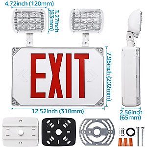 LEONLITE Exit Light Bundle Emergency Light, 1-Pack Wet Location Exit Sign with Emergency Lights, UL Listed, Red & 4-Pack Wet Location Emergency Light with Battery Backup, UL Listed