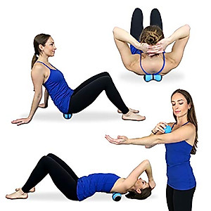 Posture Magic Massage Ball Set for Myofascial Trigger Point Release & Deep Tissue Massage - Set of 6 - Large Foam/Small Foam/Lacrosse/Peanut/Spiky/Hand Exercise Ball (Blue)