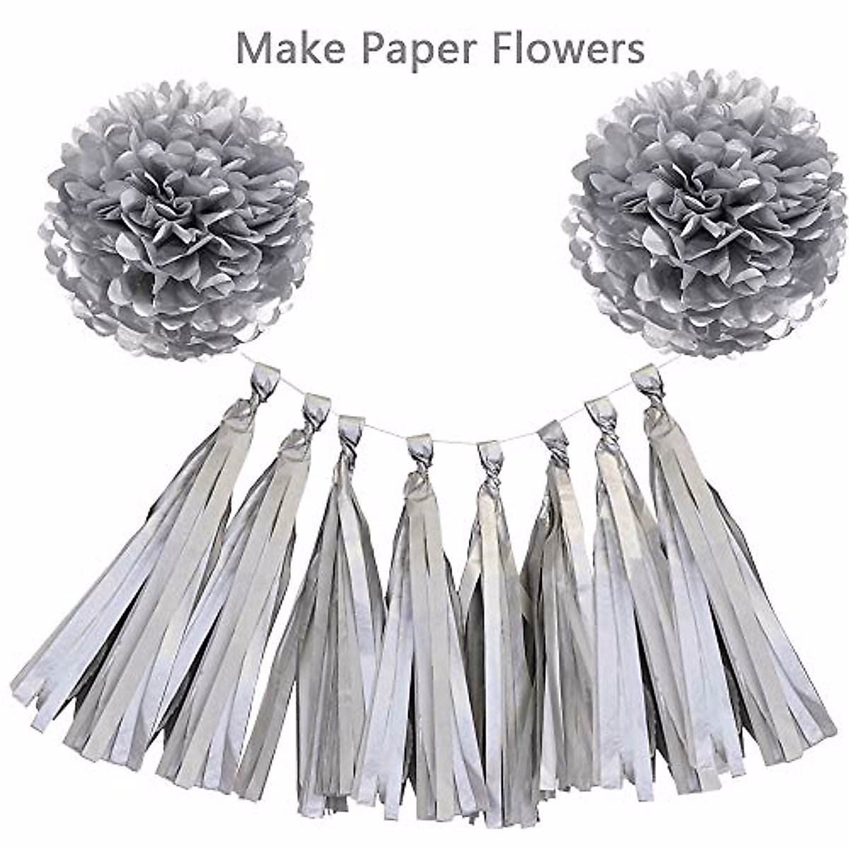 20 x 27.6 inches Silver Tissue Paper, 50 Sheets Large Tissue Paper for Gift Wrapping, White Metallic Silver Printed Tissue Paper for Gift Bags Wrapping Paper for Birthday Party, Arts Crafts, Weddings