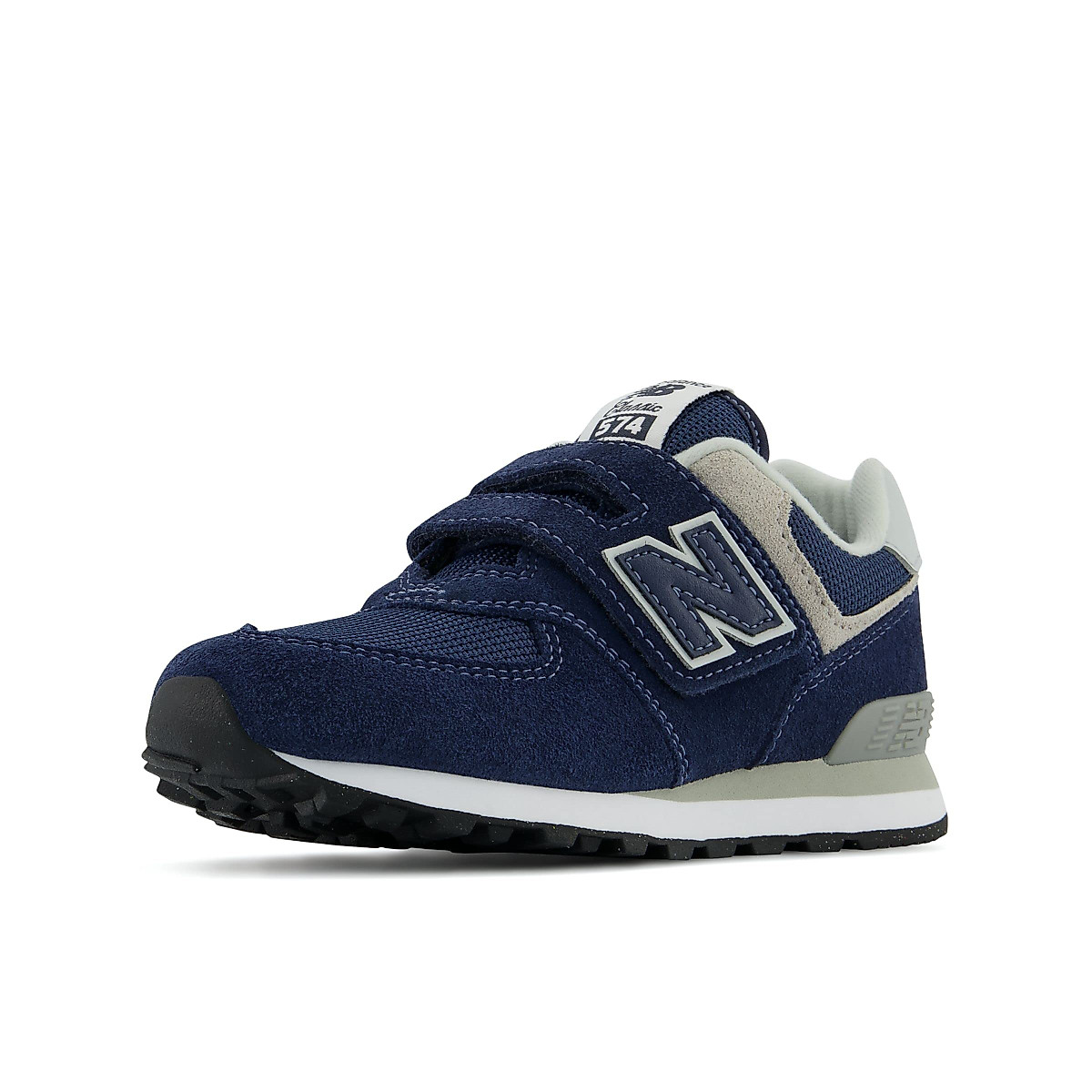 New Balance Boy's 574 Core Hook and Loop Sneaker, Navy/White, 1.5 Little Kid