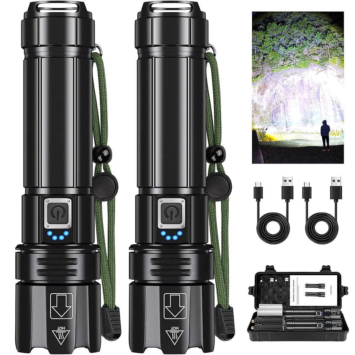 Sigoobal Rechargeable LED Flashlights High Lumens,900000 Lumen Super Bright Flashlight with USB Output, 20 Hours Runtime 5000ɱAh Large Capacity Flash Light, Powerful Flashlight for Home, Camping