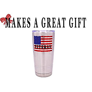 Rogue River Tactical USA Flag Military Veteran 20 Oz. Travel Tumbler Mug Cup w/Lid Vacuum Insulated Hot or Cold Gift
