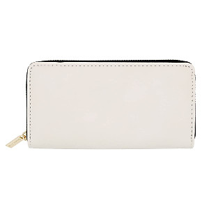 Premium Textured Vegan Antique PU Leather Continental Zip Around Wallet, Cream