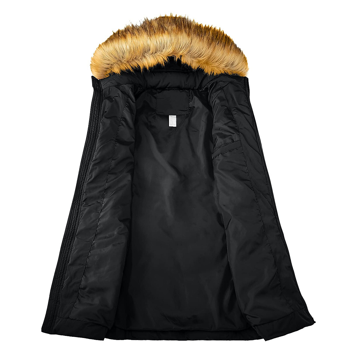 Szory Women's Down Jacket Winter Long Puffer Parka Coat with Removable Fur Hood (Black,Medium)