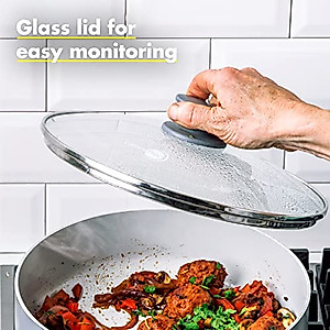 GreenPan Dover Healthy Ceramic Nonstick, 3QT Saute Pan Jumbo Cooker with Lid, PFAS-Free, Dishwasher Safe, Comfort Grip Handle, Grey