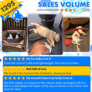 Barelove Square Dog Bed Mattress Washable Kennel, Soft Plush Faux Fur Rectangle Sleeping Pet Bed for Small Medium Large Dogs Cats Puppy Pets, with Anti-Slip Waterproof Bottom (Grey)