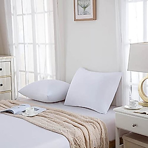 4 Pack Waterproof Down Feather Proof Pillow Protectors with Zipper Queen Size Set of 4 Protective Covers for 20x30 20x28 Bed Pillows