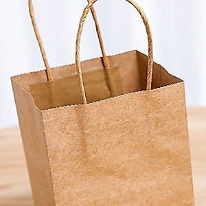 WUWEOT 50 Pack Kraft Paper Bags, 5.4"x3.3"x13" Recyclable Brown Wine Bags Paper Gift Bags Retail Bags Shipping Bags With Handles Bulk
