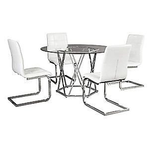 Signature Design by Ashley Madanere Round Contemporary Dining Room Table, Chrome Finish