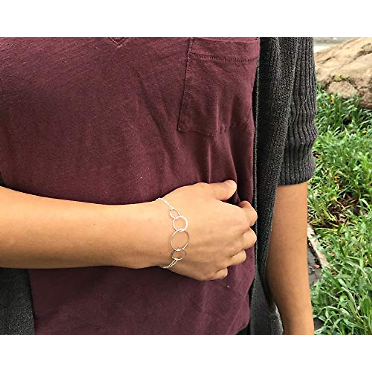 EFYTAL 40 Birthday Gifts, 925 Sterling Silver 4 Ring Bracelet for Women, 4 Circles Jewelry, Gifts for 40 Year Old, 40th Birthday Gifts for Sister