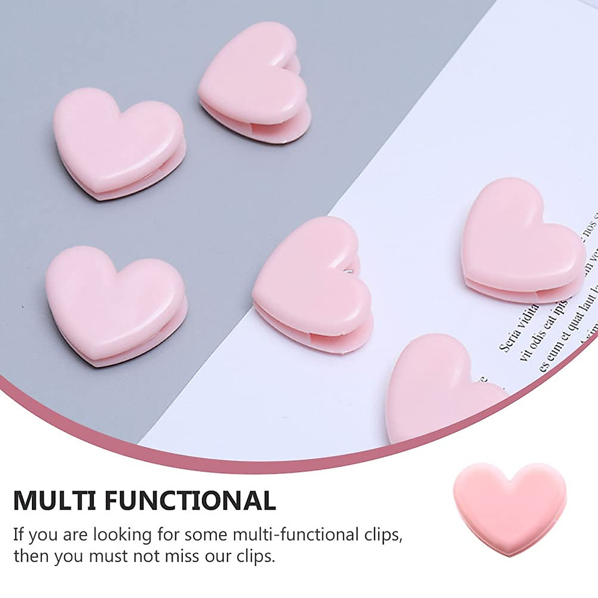 YARNOW 20pcs PlasticBag Clips Heart Shape Chip Bag Sealers Clamps Snack Coffee Potato Storage Sealing Slap Photo Picture Paper Holder for Kitchen Office, Pink, 3.2X2.5X1CM (TWGQRPH1017UYH103K0)
