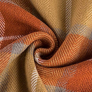 G Lake Orange Plaid Blanket Throw Acrylic Soft Reversible Dyed Fringed Bed Blanket Gift for Christmas Decorations 50" W x 67" L-Pumpkin Orange