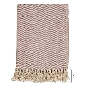 SARO LIFESTYLE Sevan Collection Soft Cotton Diamond Weave Throw, Pink