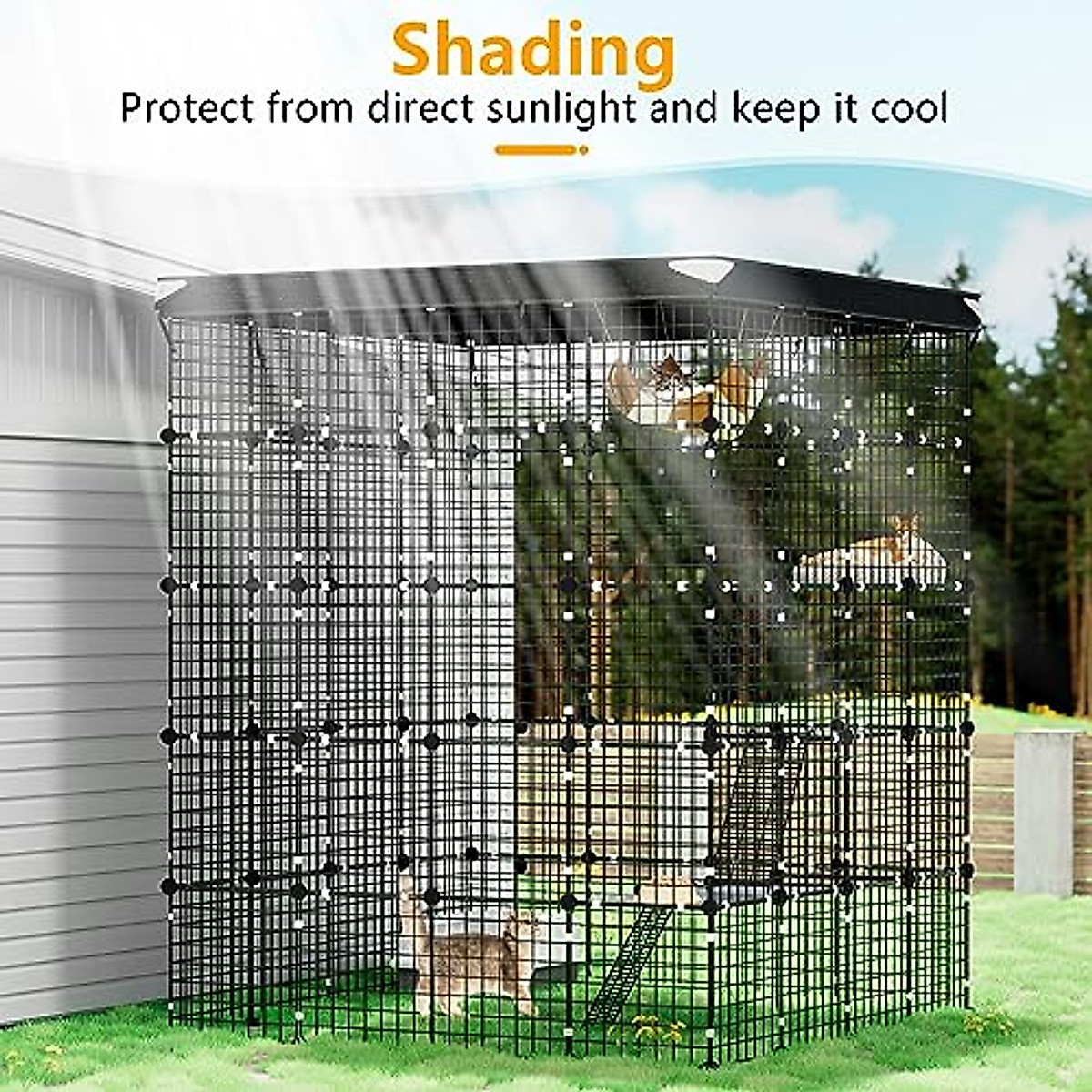 XiaZ Cat Cage Indoor with Crate Cover, DIY Outdoor Cat Enclosures Metal Wire Playpen Large Exercise Place for 1-5 Cats, Rabbit,Ferret,Guinea Pigs,Chinchilla,Squirrel Small Animals