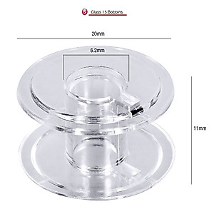 SINGER Bobbins Class 15 Transparent Plastic Bobbins – Replacement Bobbins for Sewing Machine, Sewing Machine Bobbins, Sewing Machine Accessories, 12ct