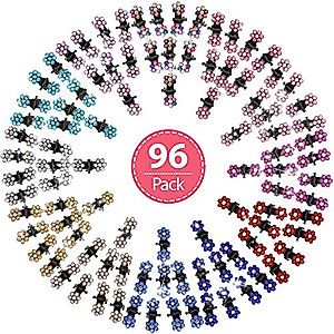 Syhood 96 Pieces Mini Hair Claw Clips, Rhinestone Mini Flower Hair Clips, Metal Clamps, Mix Colored Flower Accessories for Women Girls