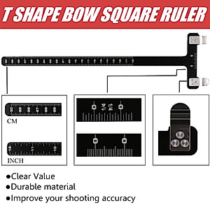 Huntingdoor Archery Nocking Points Pliers and Bow Square Set Archery Tools Tuning Kit Nocking Pliers Bowstring Nock Points T Shape Ruler Bow for Recurve Bow Takedown Bow (Bow square set)