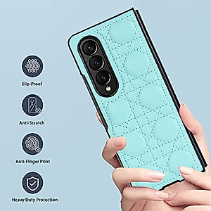 EAXER for Samsung Galaxy Z Fold 3 Case, Luxury Shockproof PU Leather Folding Phone Protective Case Cover (Light Blue)