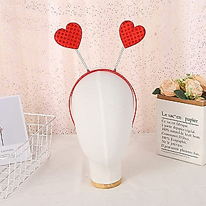 Hosfairy 2Pcs Red Love Heart Shaped Headbands Valentine's Day Hair Hoop Hair Loop Hair Clasp Hair Band Hair Accessories Dress Accessories for Valentine Party Props