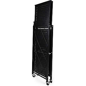 HealSmart 3-Tier Heavy Duty Foldable Metal Rack Storage Shelving Unit with Wheels Moving Easily Organizer Shelves Great for Garage Kitchen Holds up to 750 lbs Capacity, Black (HKSHLFFOLD28153403BV1)