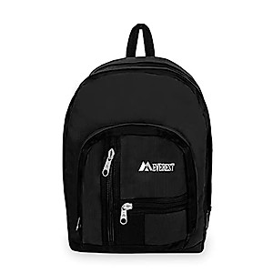 Everest Double Main Compartment Backpack, Black, One Size