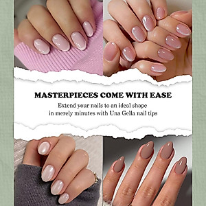 UNA GELLA Oval Fake Nails Pre-shape 504pcs Almond Gel Nail Tips Round Almond Press on Nails for Full Cover Acrylic Round Oval Full Nails False Nails 12 Sizes False Soft Gel Tips