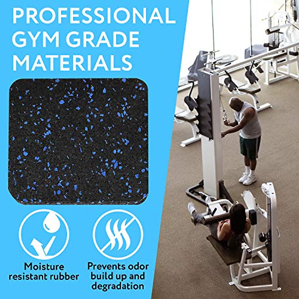 [6 Pack] Exercise Equipment Mat 4" x 4" x 0.5" Pads - Treadmill Mat for Carpet Protection - Protective Anti-Slip Treadmill Pad for Hardwood Floors & Carpets - Home Gym Accessories - Protect Floors