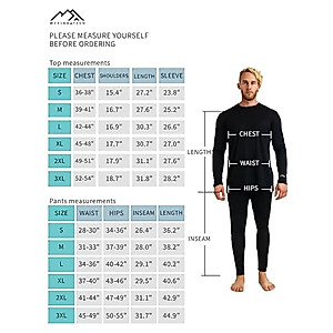 Merino.tech Merino Wool Base Layer Mens Set - Lite Merino Wool Thermal Underwear For Men Top, Bottom (Small, 165 LITE Charcoal Grey)
