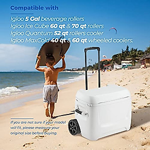 Igloo Cooler Wheel Replacement Kit - Fits 5 Gal Beverage Rollers, Ice Cube 60/70 qt Rollers, and 4 inch Wheel Coolers (Black, 2 Pack)