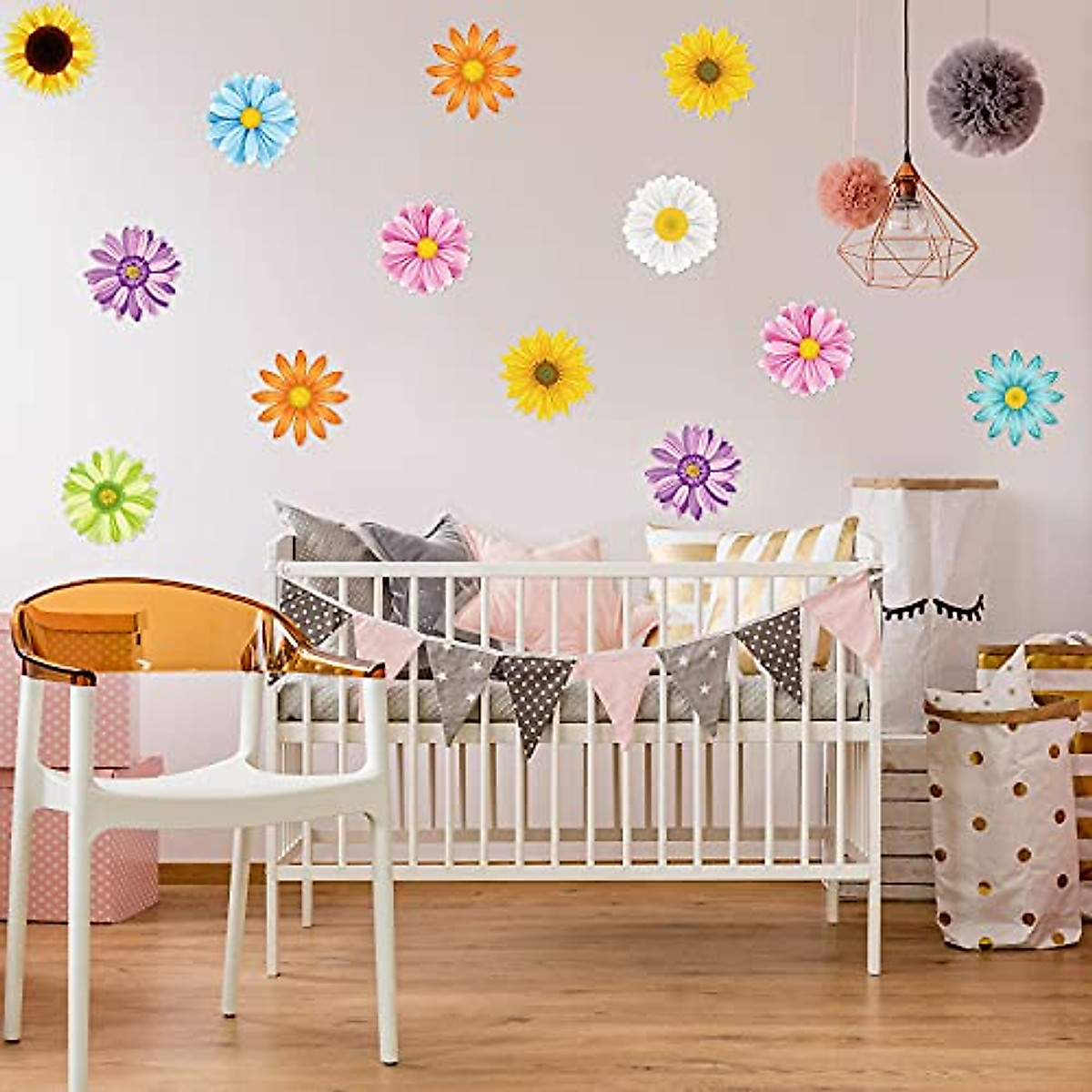 63 Pieces Sun Flower Cutouts Creative Springtime Flowers Wall Decals Bulletin Board Set Paper Flowers Decorations for Wall Summer Bulletin Board Decorations for Classroom School Birthday Party