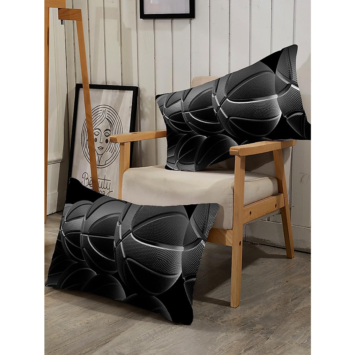 kxry Basketball Comforter Set King Size Black Basketball Sports Theme Bedding for Boys Kids Teens 3D Quilt 1 Comforter + 2 Pillow Cases