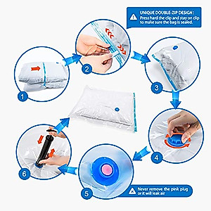 MASTERTOP 20pcs Vacuum Storage Bags, Space Saver Bags for Clothes Comforters Blankets Pillows with Hand Pump, Sealer Compression Bags for Travel & Home (2 X-Jumbo, 4 Jumbo, 4 Large, 4 Medium, 6 Small)