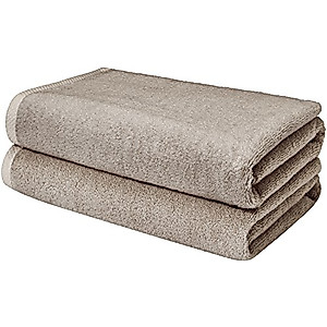 Amazon Basics Quick-Dry Bath Sheet 100% Cotton - 2-Pack, Platinum