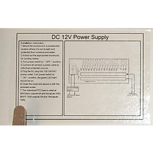 EVERTECH 8 Channel 9 Port Power Box Security Camera 12V DC 5A Ampere CCTV DVR Power Supply Switch Box Key Locked